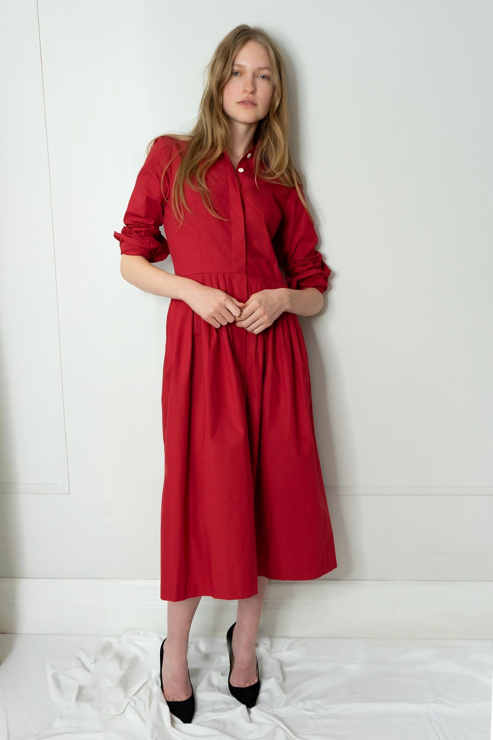 SHIRTDRESS MODEL 9 ZOE - RED – Room 502